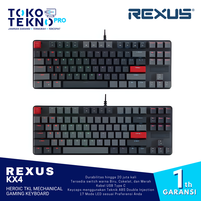 Rexus KX4 Heroic TKL Mechanical Gaming Keyboard - TOKOTEKNO