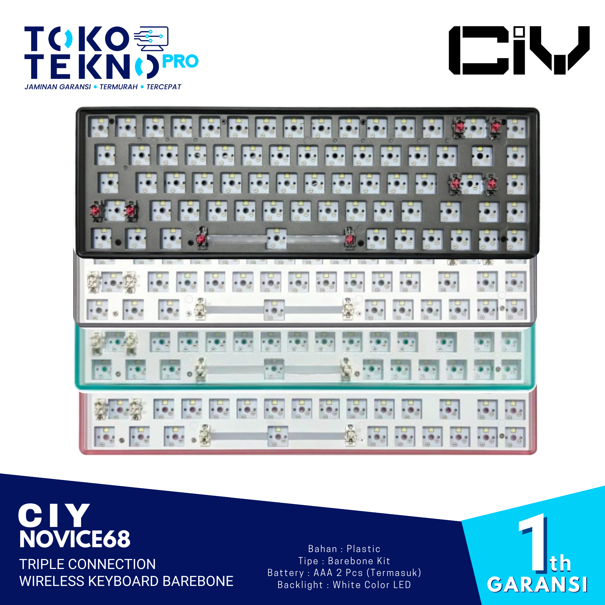 CIY Novice 68 Triple Connection Wireless Keyboard Barebone - TOKOTEKNO