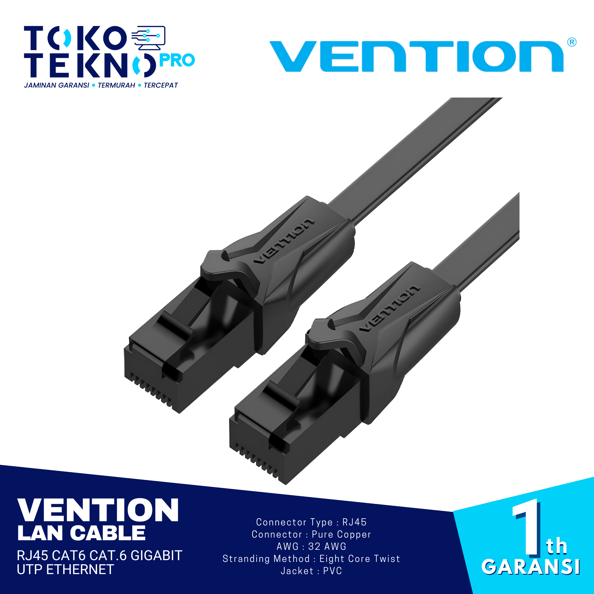 Vention Kabel Lan Cable RJ45 Cat6 Cat.6 Gigabit UTP Ethernet - TOKOTEKNO