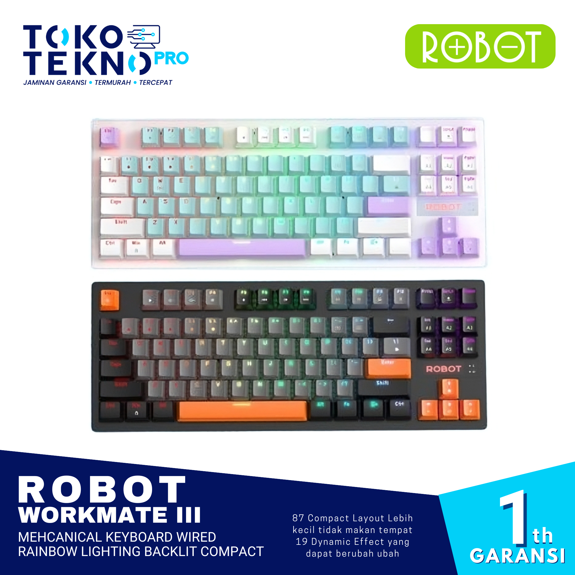 Robot Workmate III / 3 Mehcanical Keyboard Wired Rainbow Lighting ...