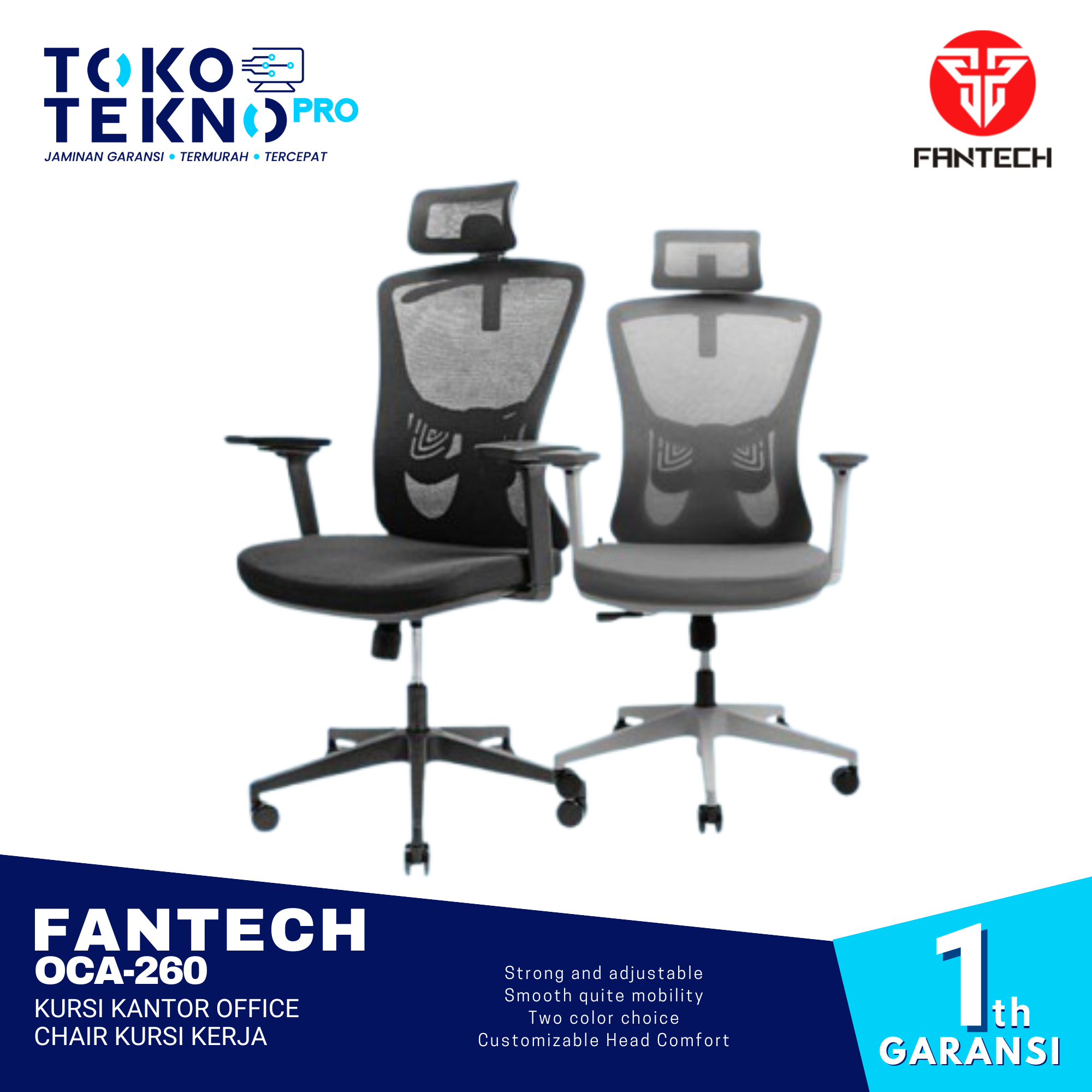 Fantech OCA260 / OC-A260 Kursi Kantor Office Chair Kursi Kerja - TOKOTEKNO