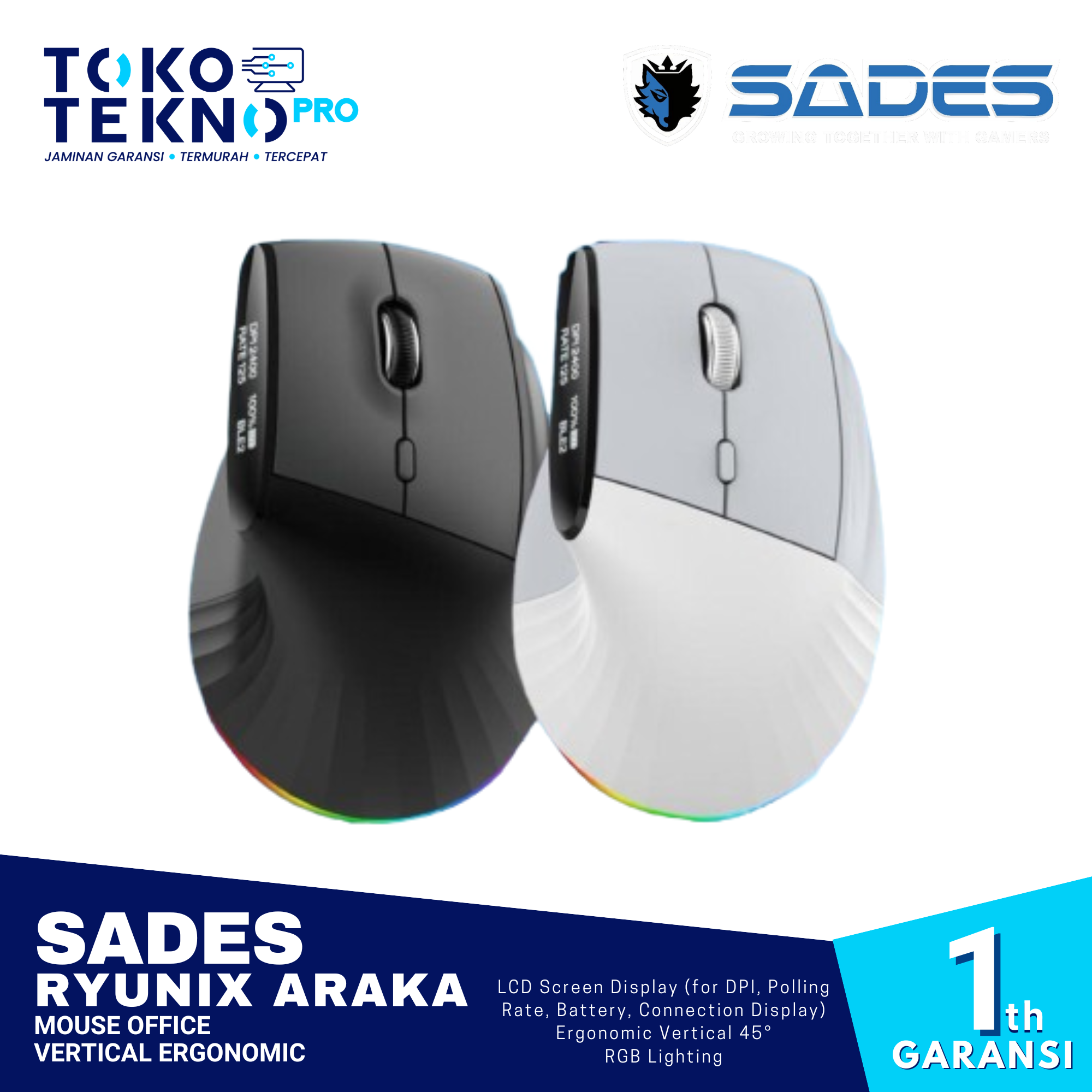 Sades Ryunix Araka MX4 / MX-4 Mouse Office Vertical Ergonomic ...