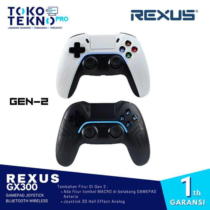 Rexus GX300 Gamepad Joystick Bluetooth Wireless - TOKOTEKNO