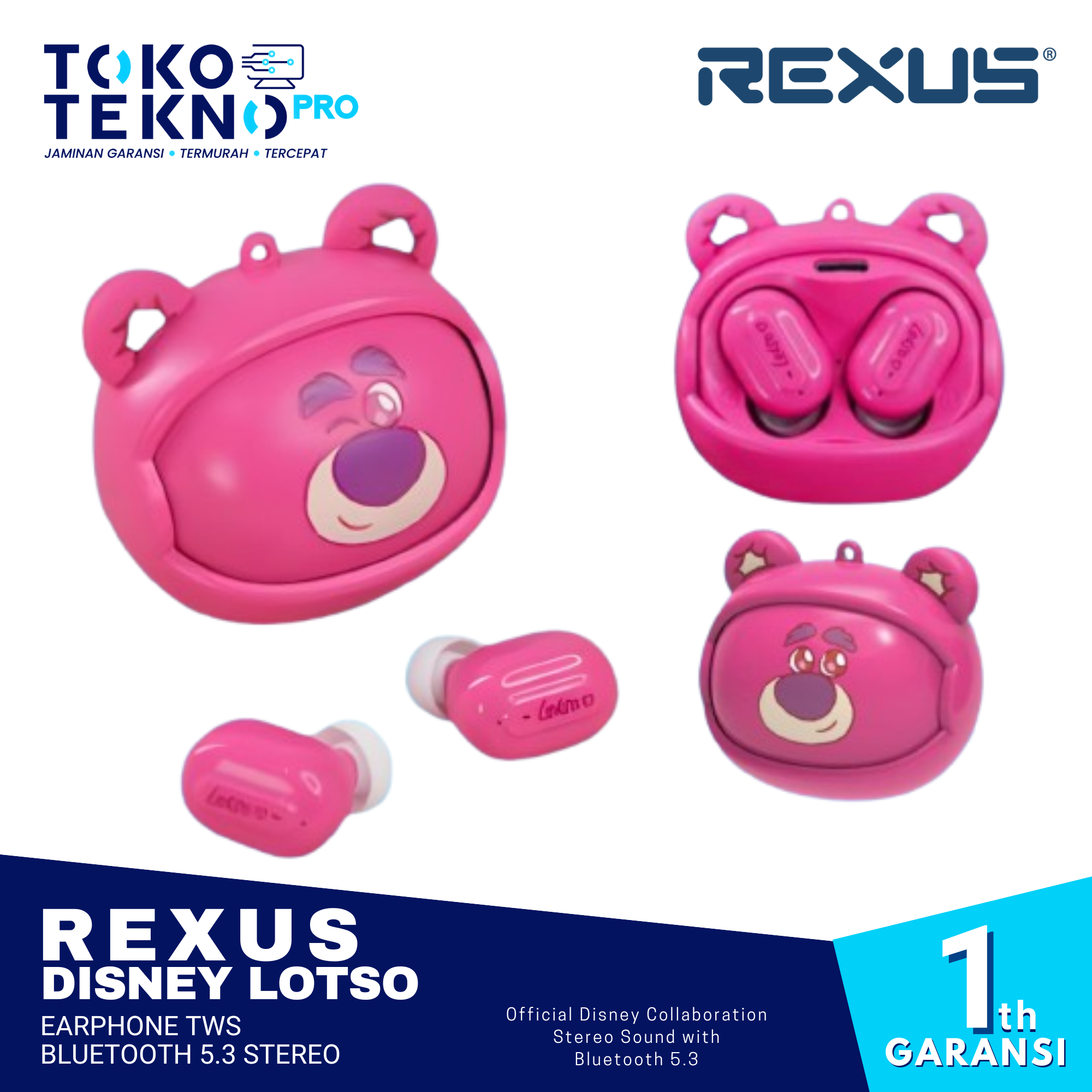 Rexus x Disney Lotso Edition Earphone TWS Bluetooth 5.3 Stereo Sound ...