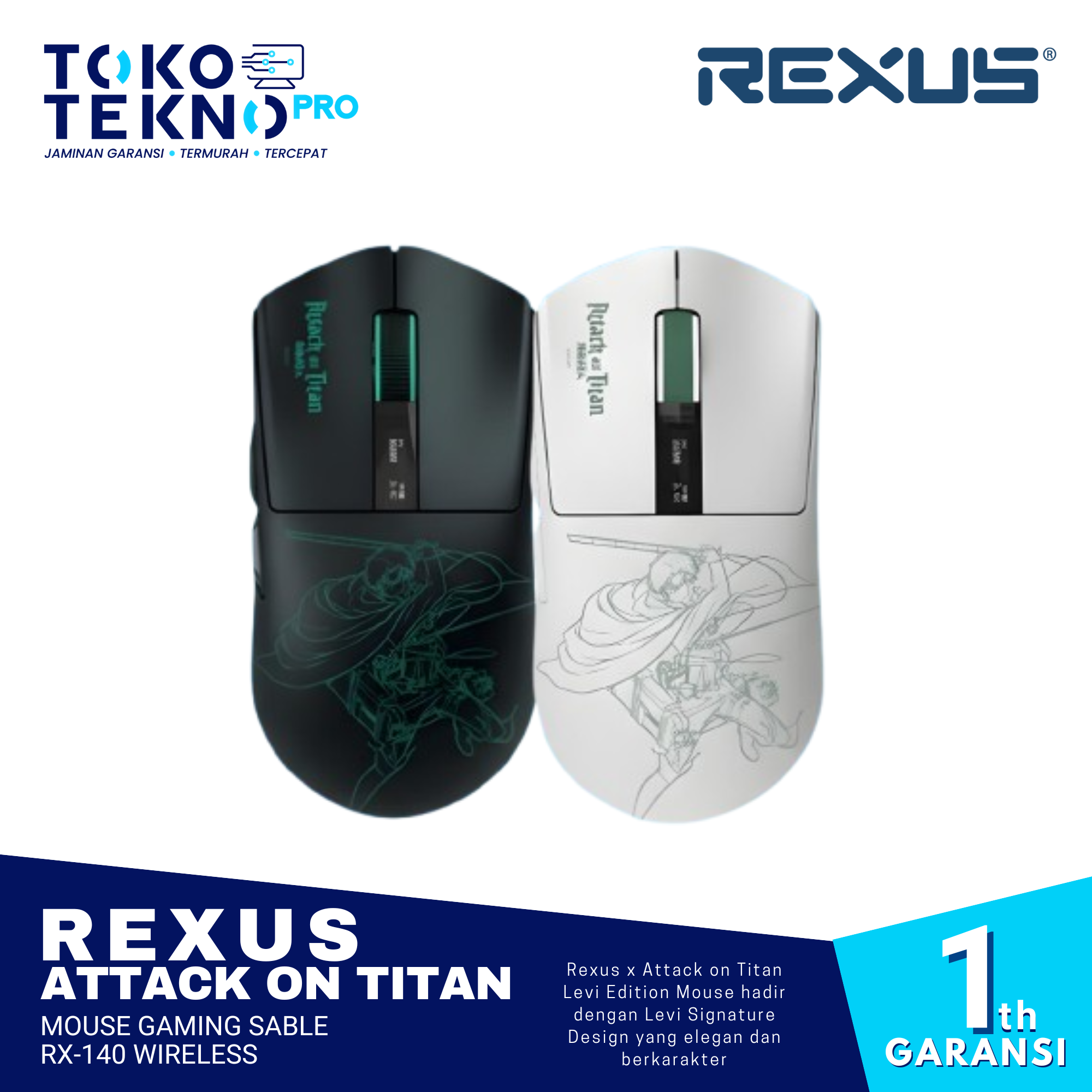 Rexus x Attack on Titan Mouse Gaming Sable RX-140 Wireless AOT RX140 ...