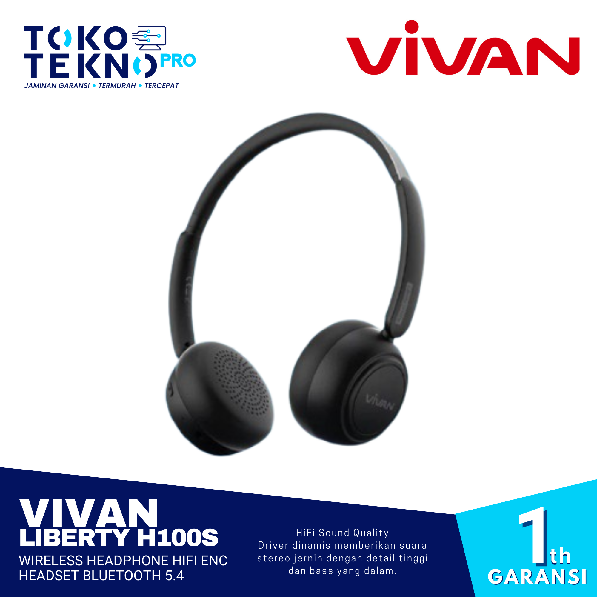 VIVAN Liberty H100S / H-100S Wireless Headphone Hifi Enc Headset ...