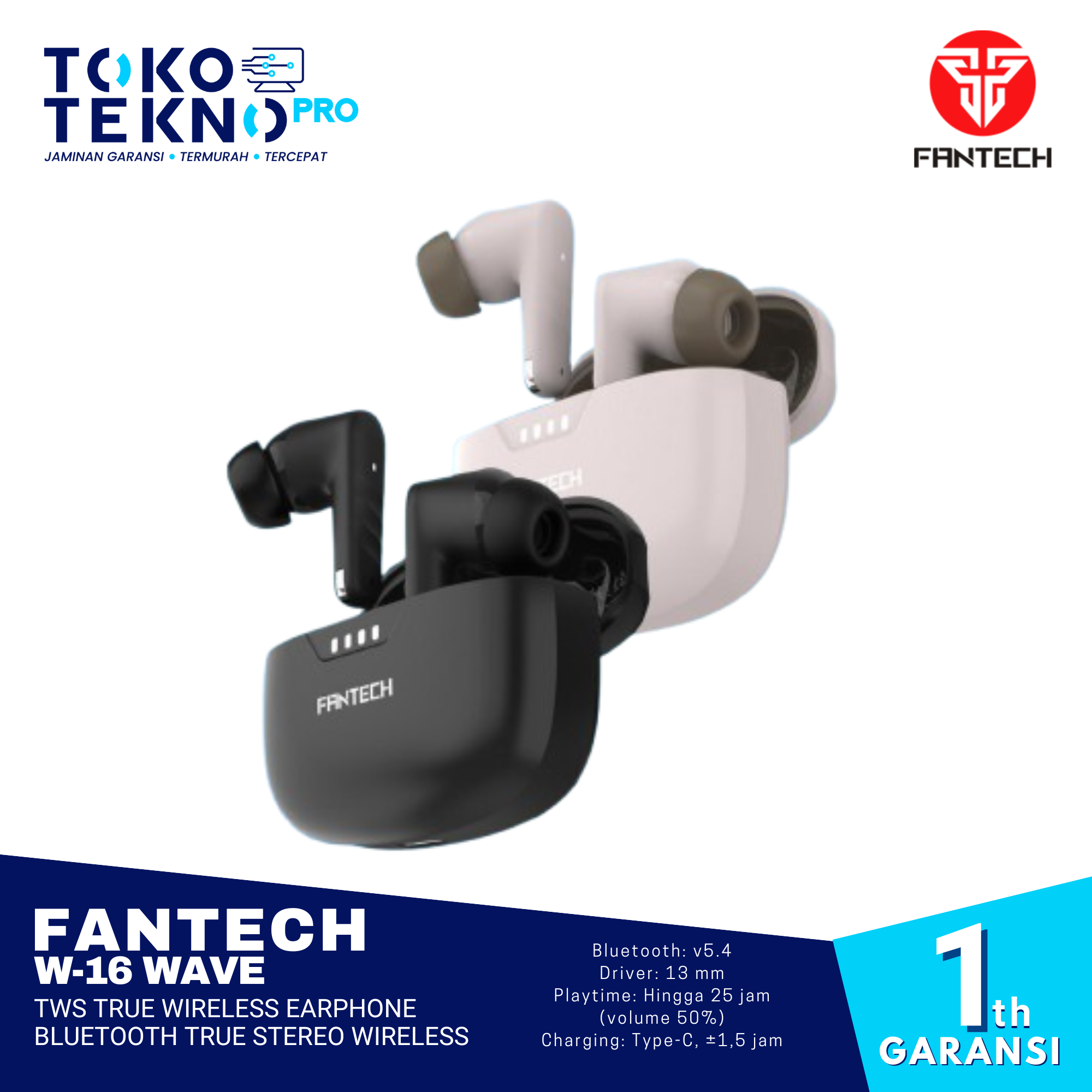 Fantech TW16 / TW-16 Wave 16 TWS True Wireless Earphone Bluetooth True ...