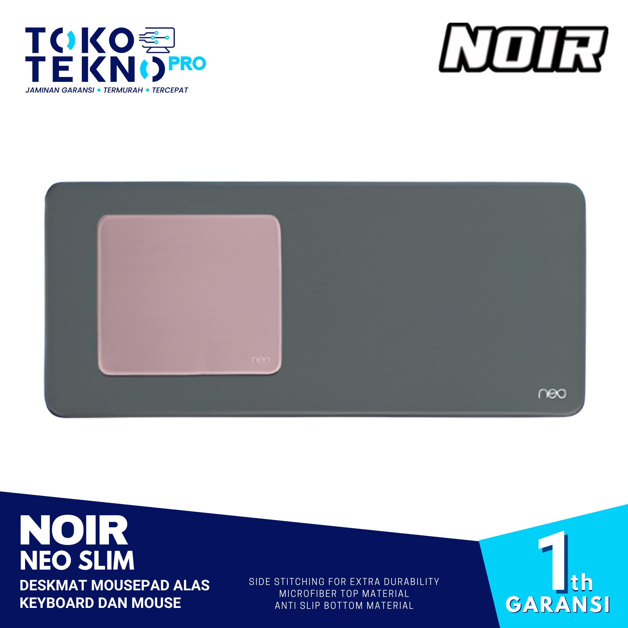 Noir Neo Slim Deskmat Mousepad Alas Keyboard dan Mouse - TOKOTEKNO