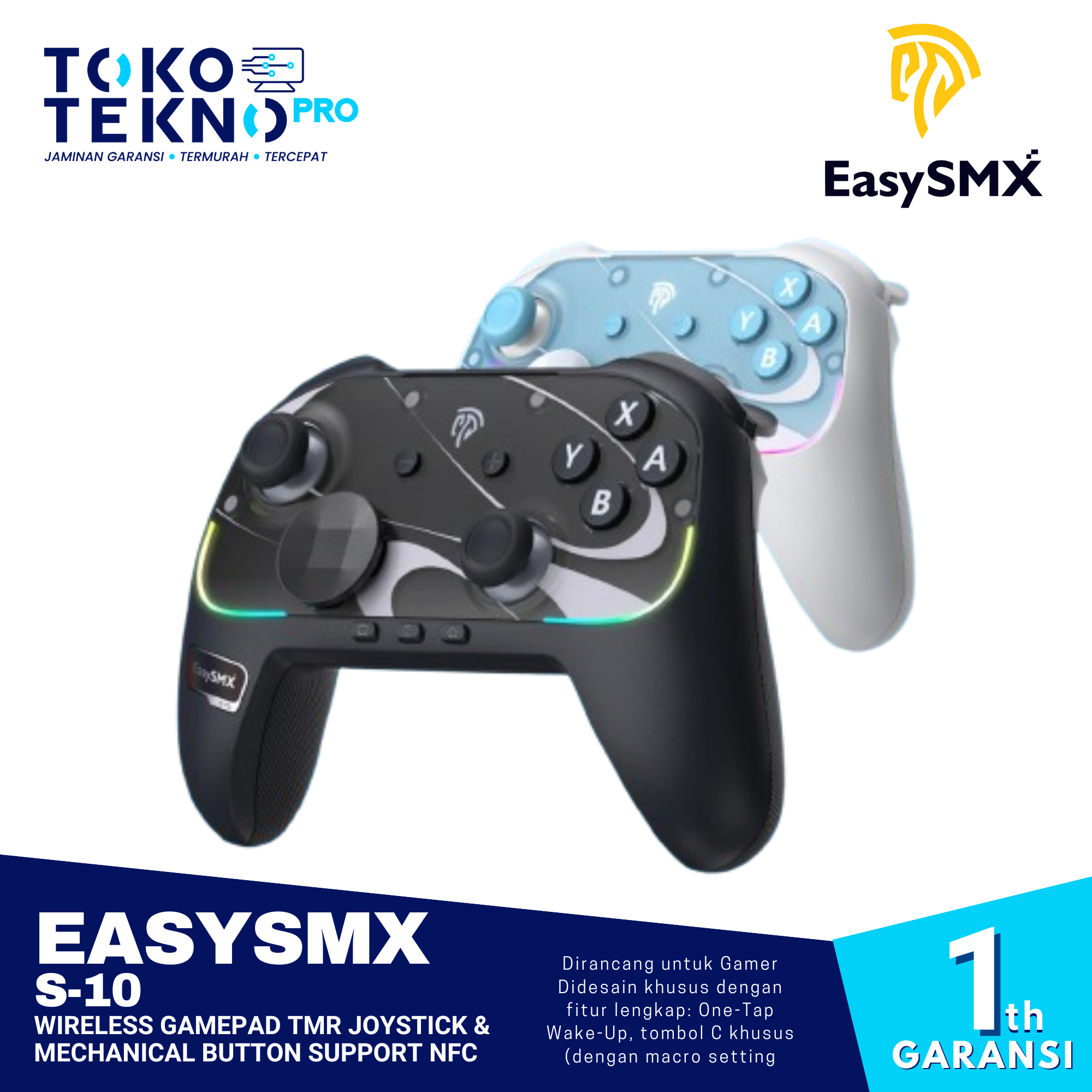 EasySMX S10 / S-10 / S 10 Wireless Gamepad TMR Joystick & Mechanical ...