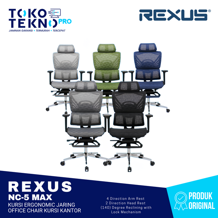 Rexus NC5 Max / NC-5 Max Kursi Ergonomic Jaring Office Chair Kursi ...