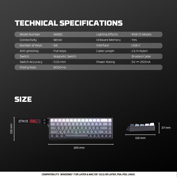 FANTECH AtomHE68 / Atom HE-68 / Atom HE 68 MK811/ MK-811 Gaming ...