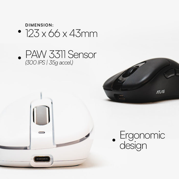 Press Play Atlas Ergonomic Ultralight Wireless Gaming Mouse - TOKOTEKNOPRO